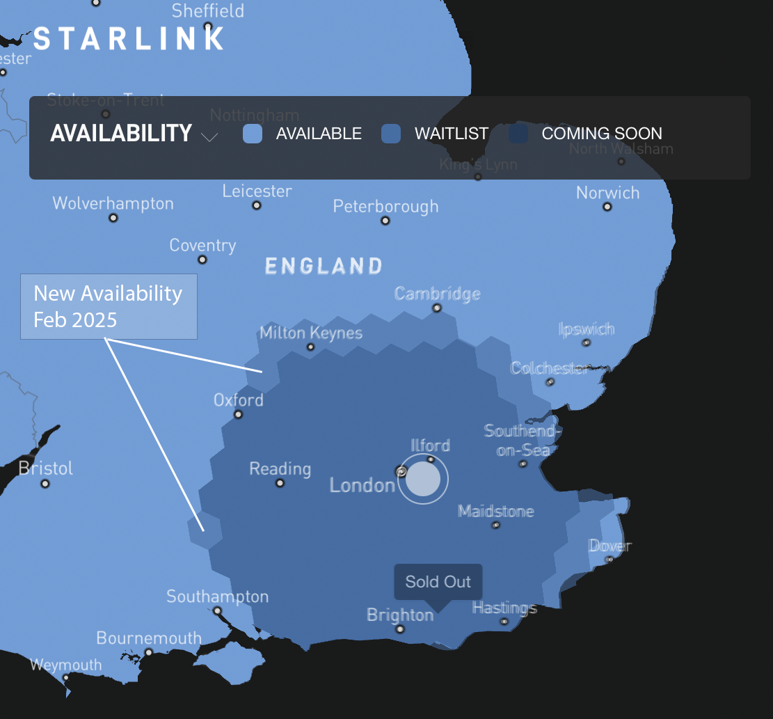Starlink capacity available again in South East | thinkbroadband