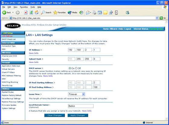 Belkin F5D7630-4A ADSL modem with built in 802.11g wireless router ...