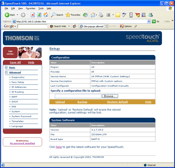 SpeedTouch 580 Wireless ADSL modem/router review | thinkbroadband
