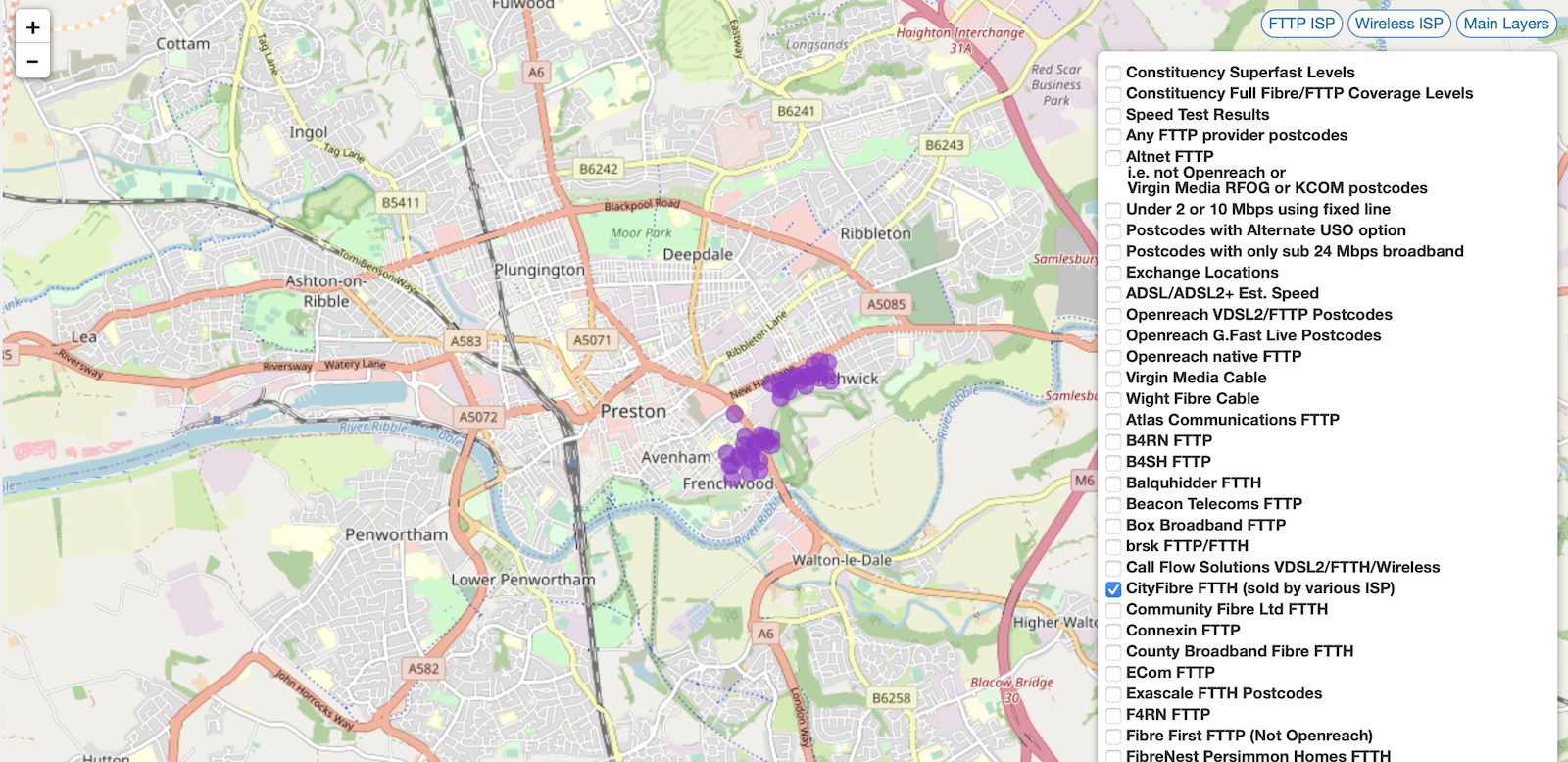 Two areas of Preston now have CityFibre full fibre available ...