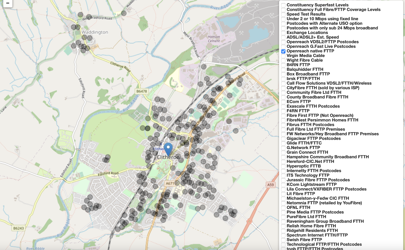 Clitheroe now has a lot of Openreach full fibre available | thinkbroadband
