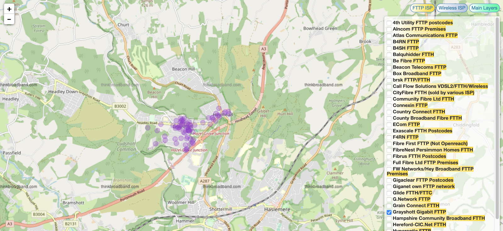 Grayshott Gigabit full fibre service now on thinkbroadband maps ...