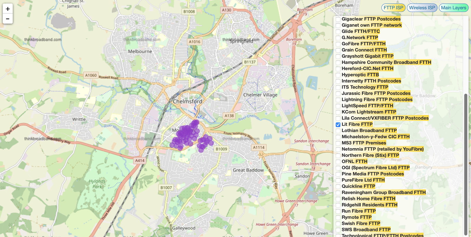 Lit Fibre FTTP roll-out in Chelmsford spotted | thinkbroadband