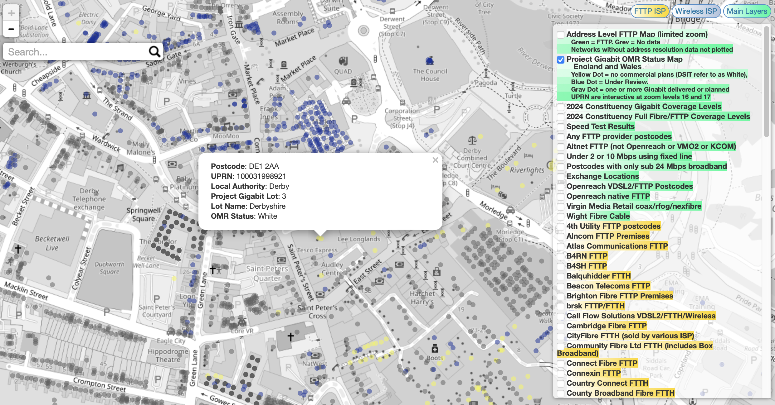 Interactive address level map for Project Gigabit Open Market Reviews ...
