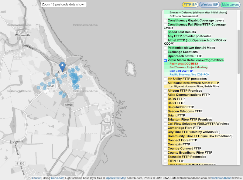 Amble, Northumberland gains its third full fibre network | thinkbroadband